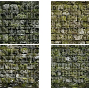25 Mossy Stone Wall Digital Paper Pack Overgrown Rustic Ancient ...