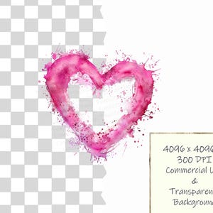 24 Pink Hearts Paint Splatter Splash Watercolor Clipart Heart Pack PNG ...
