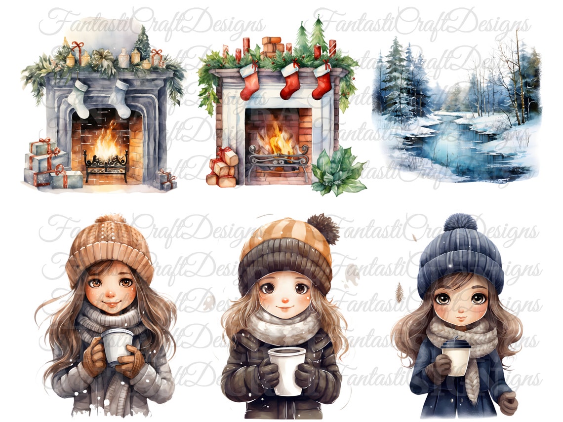 48 Winter Clipart Pack Christmas Snow Clipart PNG Digital Download 300 ...