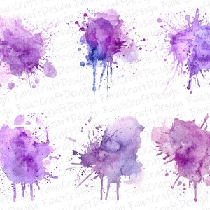 59 Purple Paint Splatter Splash Watercolor Clipart Paint Pack PNG ...