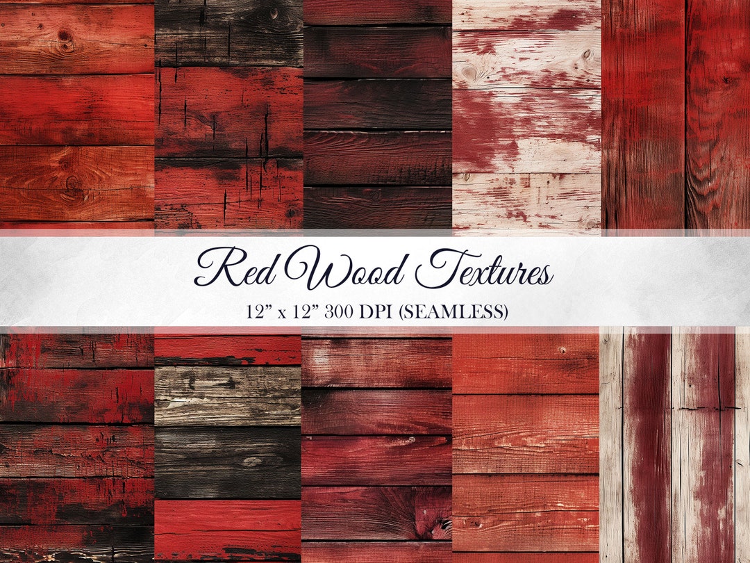 14 Red Wood Grain Digital Paper Pack Seamless Patterns Backgrounds ...
