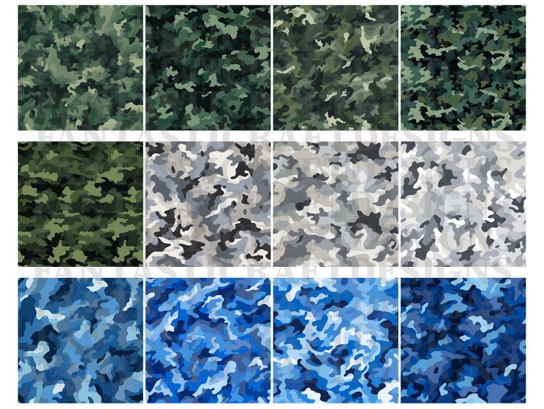 60 Camouflage Digital Paper Military Pack Seamless Different Patterns ...