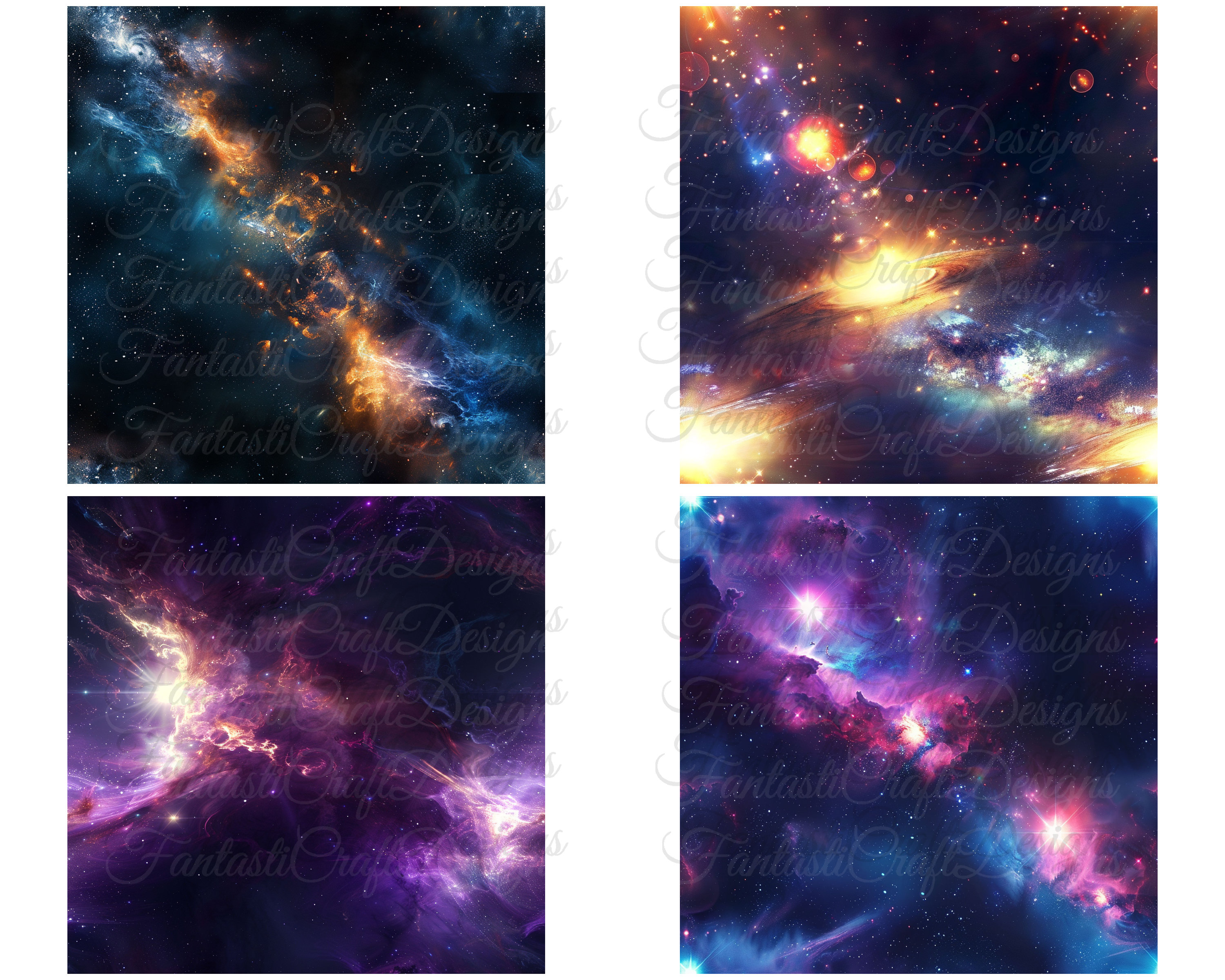 Outer Space Galaxy Nebula Digital Paper 20 Pack Seamless Galaxy ...