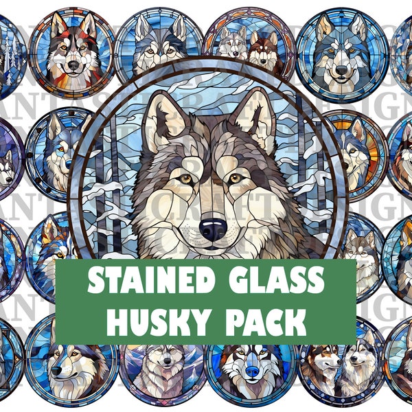 Stained Glass Husky - Etsy