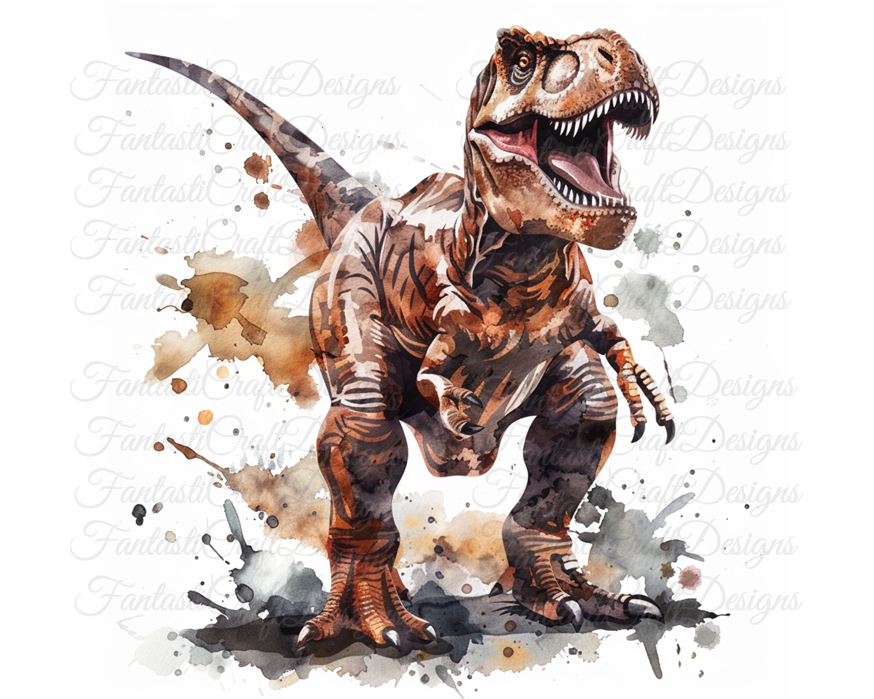 22 T-rex Dinosaur Watercolor Clipart Tyrannosaurus Rex Trex T Rex Pack ...