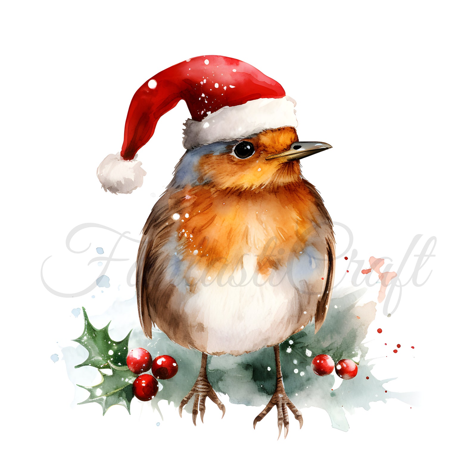 12 Christmas Robin Clipart Pack Christmas Bird JPG Digital Download 300 ...