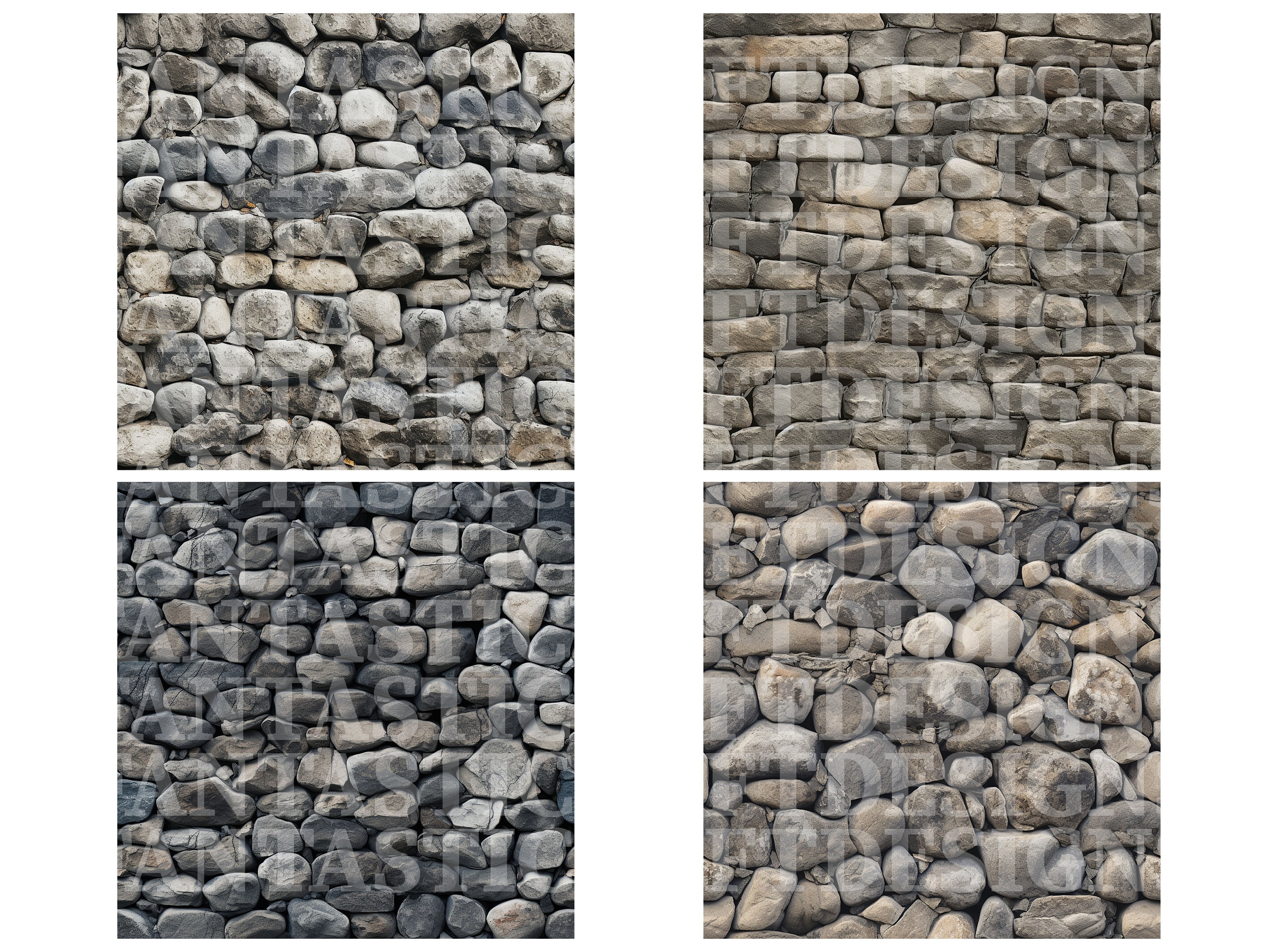 25 Stone Wall Digital Paper Pack Seamless Cobblestone Rustic Brick ...