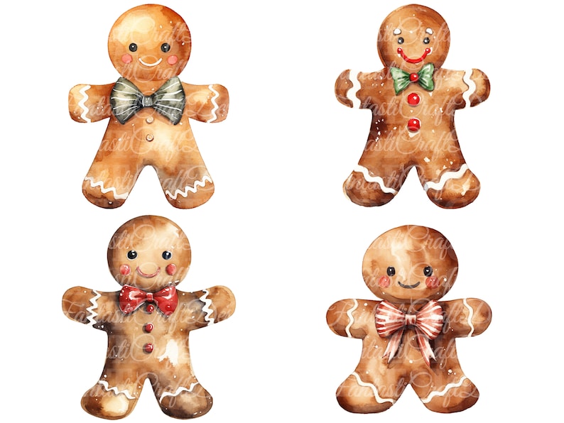 36 Gingerbread Man Cookie Clipart Pack Christmas PNG Digital Download ...
