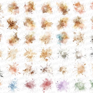Neutral Splatter Paint Splash Watercolor Clipart Splotch 40 Pack PNG ...