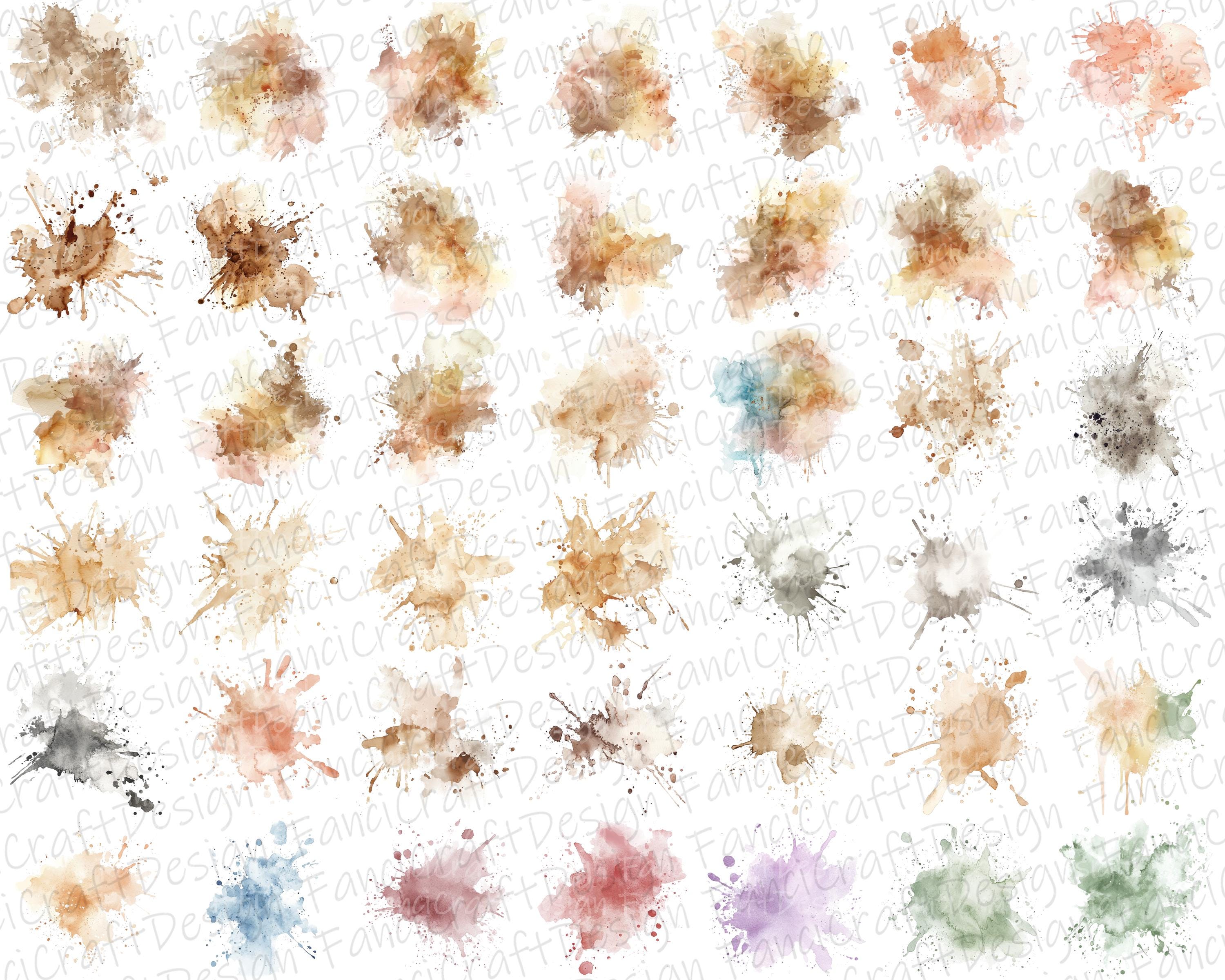 Neutral Splatter Paint Splash Watercolor Clipart Splotch 40 Pack PNG ...