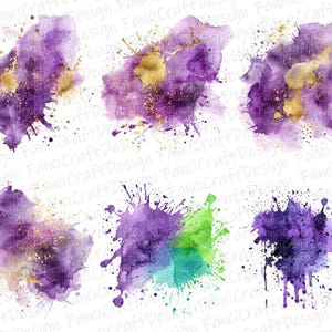 59 Purple Paint Splatter Splash Watercolor Clipart Paint Pack PNG ...