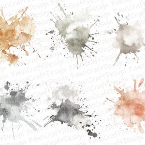 Neutral Splatter Paint Splash Watercolor Clipart Splotch 40 Pack PNG ...