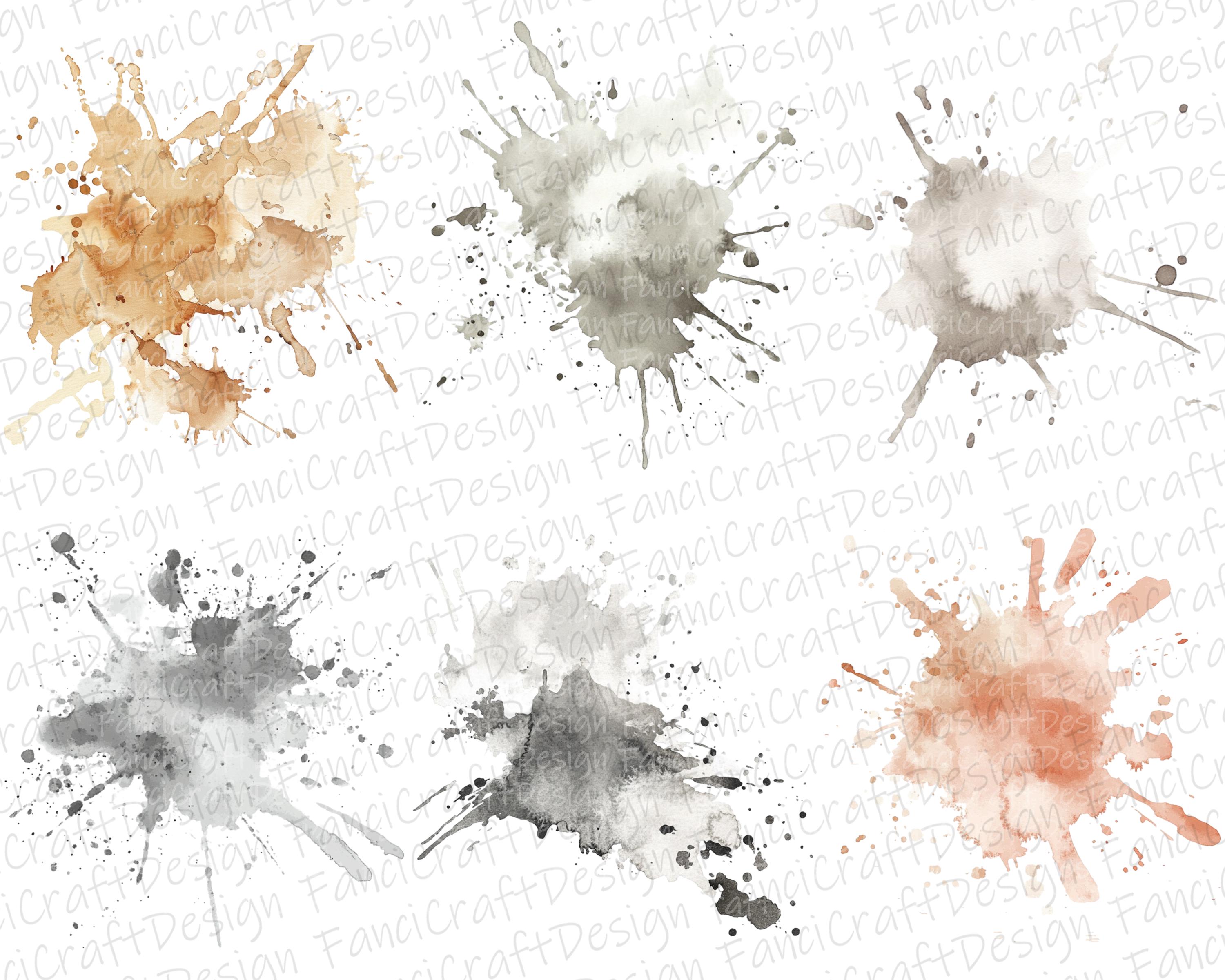 Neutral Splatter Paint Splash Watercolor Clipart Splotch 40 Pack PNG ...