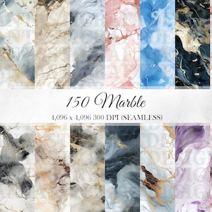 150 Marble Digital Paper Pack Seamless Patterns Backgrounds Scrapbooks ...