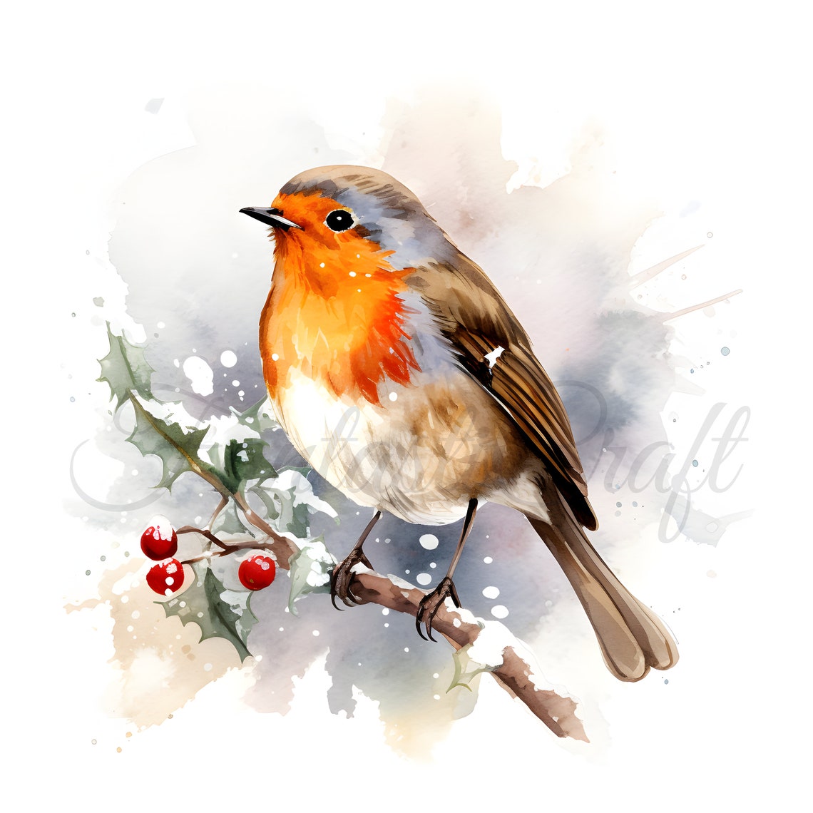 12 Christmas Robin Clipart Pack Christmas Bird JPG Digital Download 300 ...
