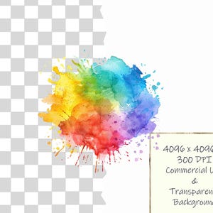 80 Rainbow Paint Splatter Splash Watercolor Clipart Splash Pack PNG ...