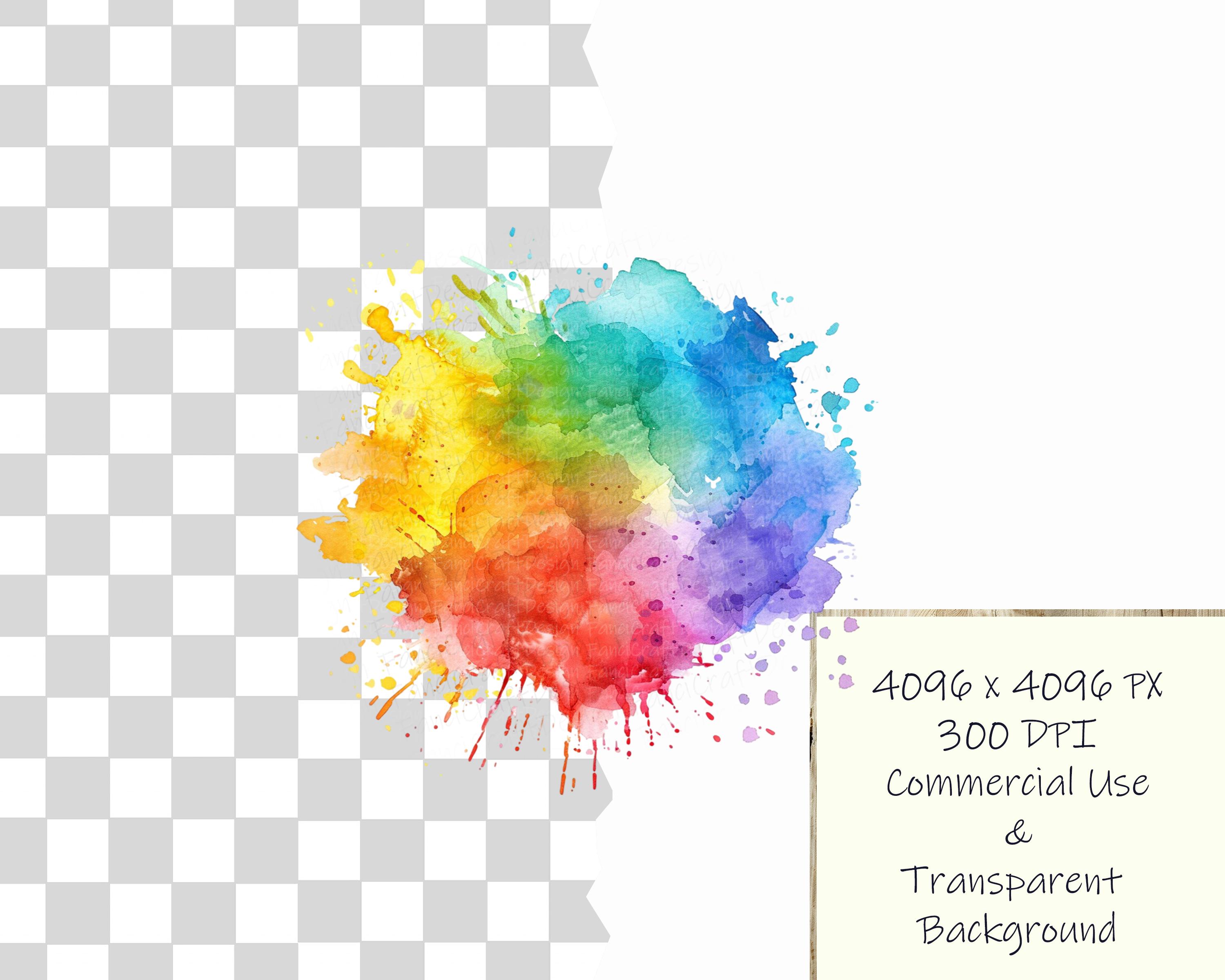 80 Rainbow Paint Splatter Splash Watercolor Clipart Splash Pack PNG ...