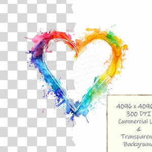 Rainbow Hearts Paint Splatter Splash Watercolor Clipart Heart Pack PNG ...