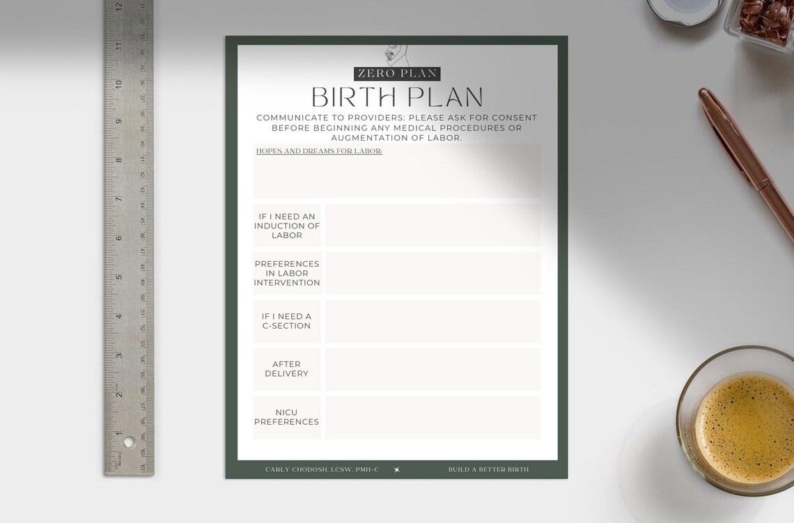 Zero Plan Birth Plan Template, Printable PDF - Etsy