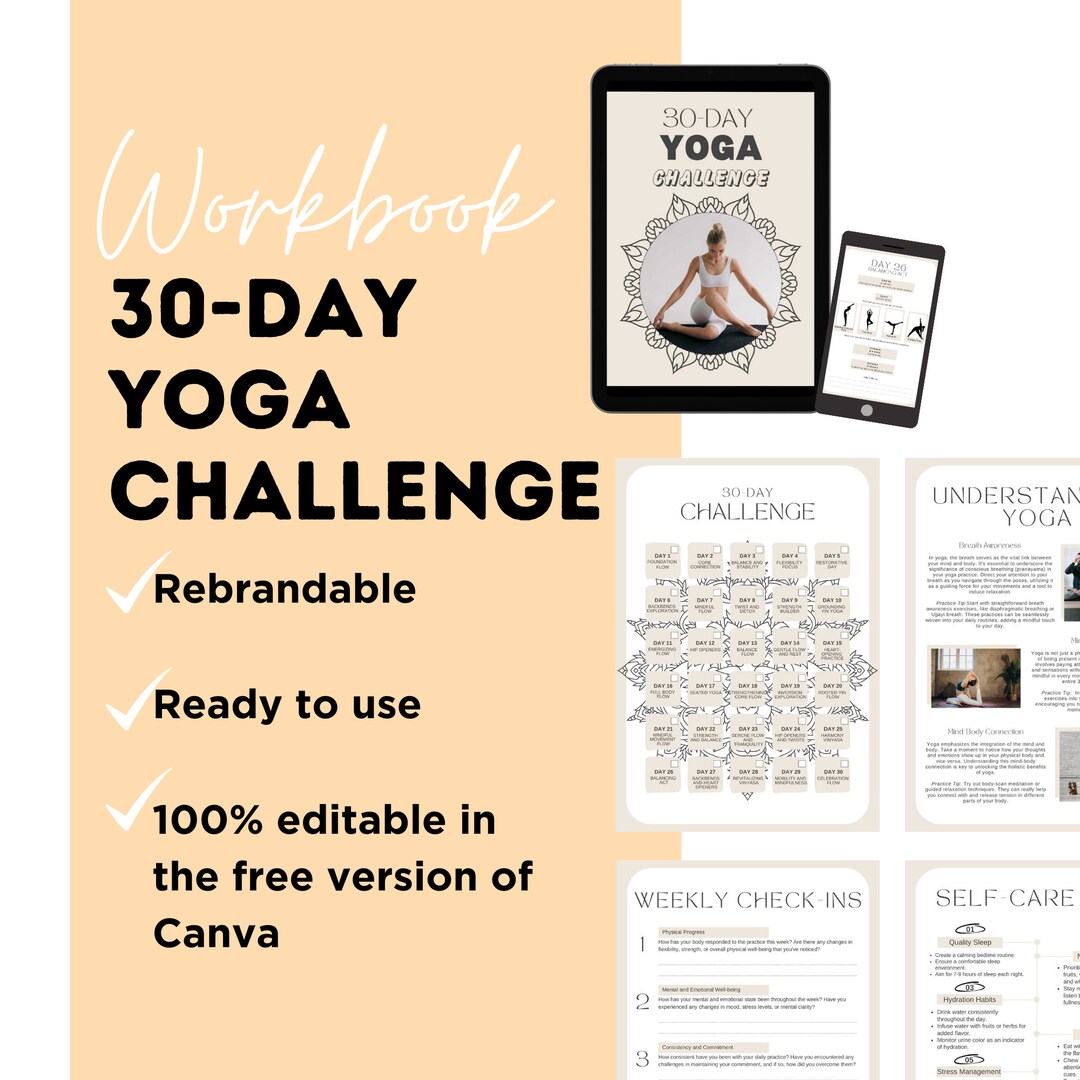 30-day Yoga Challenge Done for You Yoga Workbook Fitness Challenge ...