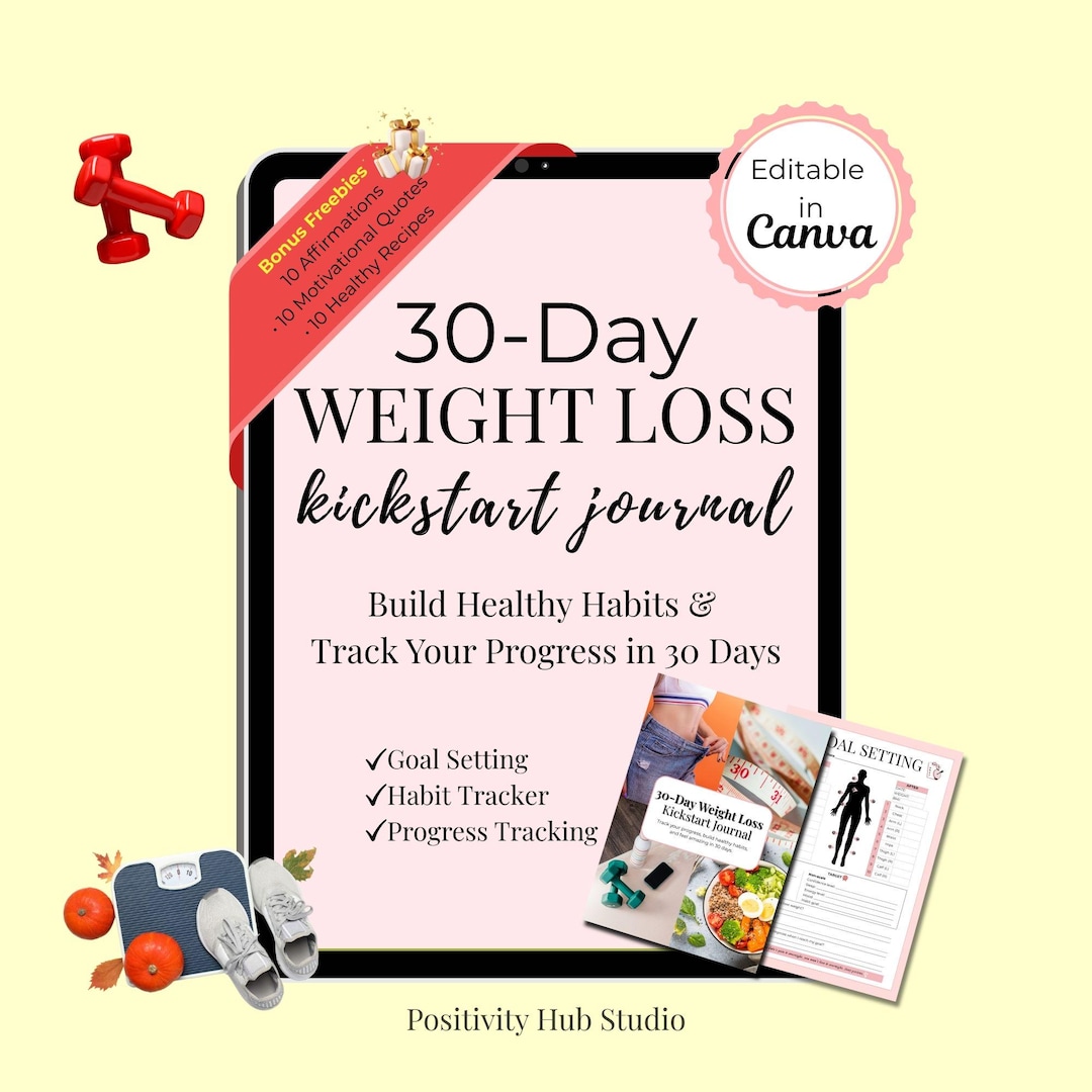 30-day Weight Loss Kickstart Journal | Printable Fitness Planner ...