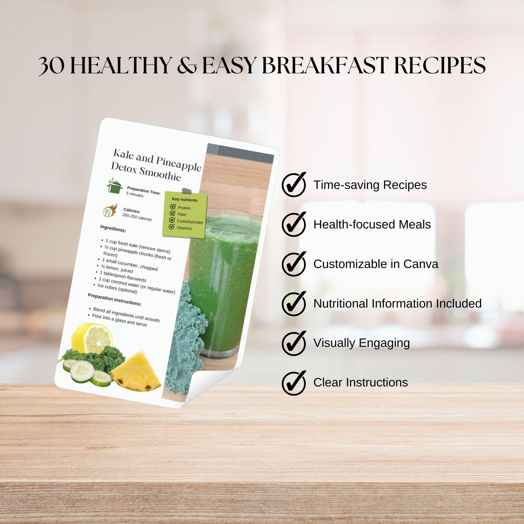 30 Healthy & Easy Breakfast Recipes | Printable Canva Recipe Book ...