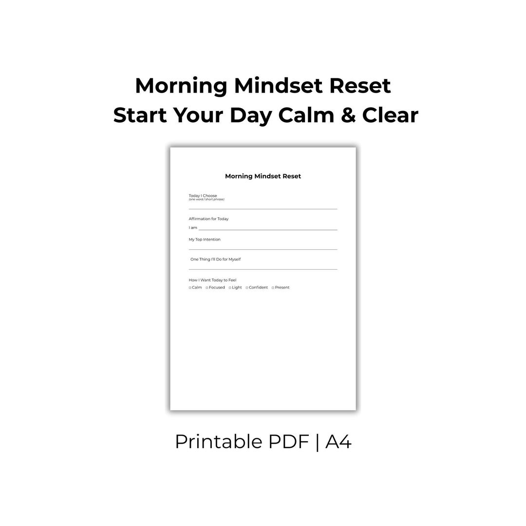 Morning Mindset Reset Printable | Positive Morning Routine | Daily ...