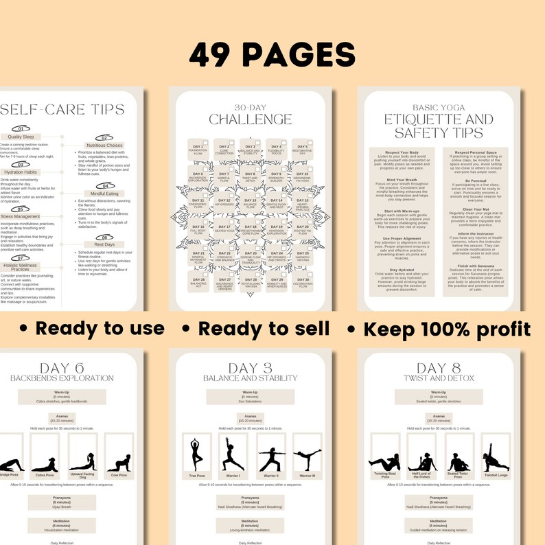 30-day Yoga Challenge Done for You Yoga Workbook Fitness Challenge ...