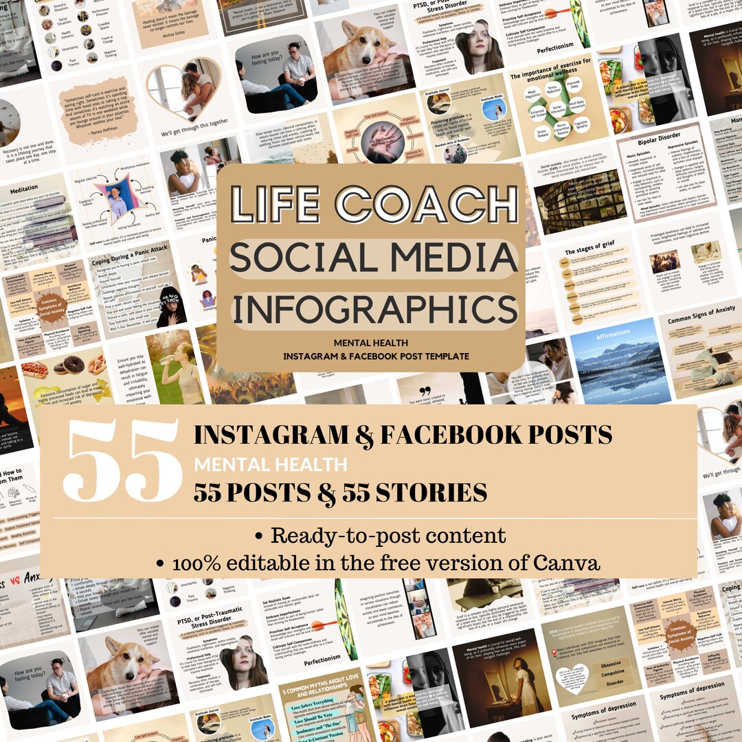 Mental Health Infographics Facebook Instagram Social Media Templates ...