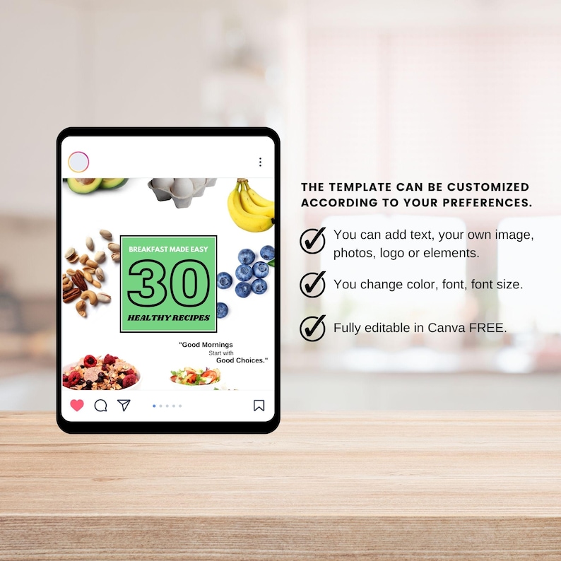 30 Healthy & Easy Breakfast Recipes | Printable Canva Recipe Book ...