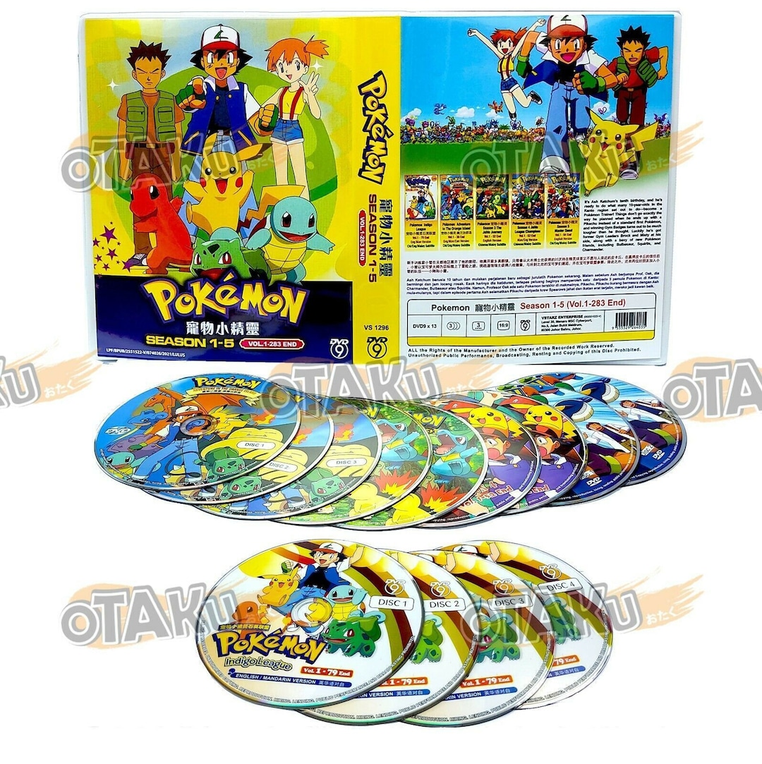 Anime DVD Pokemon Complete Series Season 1-5 Vol.1-283 End English ...