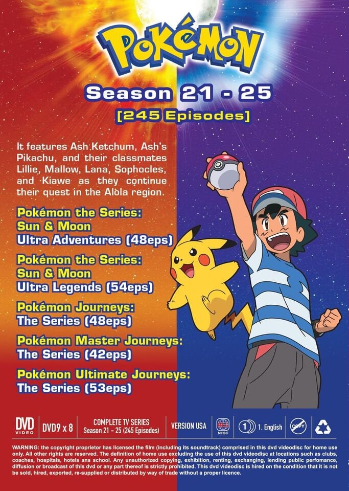 Pokemon season 21-25 Anime TV Series DVD Box Set 1-245 - Etsy