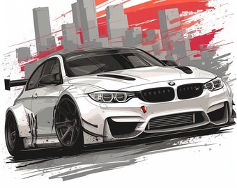 BMW M3 Drifter Car Drift Stance Luxury Sports Car Art Poster Background Wallpaper Printable ...