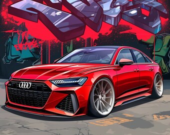 Audi S5 Luxury Drifter Sports Car Drift Stance Art Poster Background Wallpaper Printable Digital ...