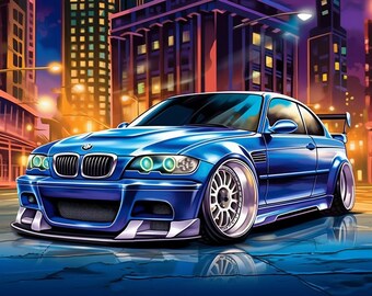 BMW M3 Modified Drifter Car Drift Stance Luxury Sports Car Art Poster Background Wallpaper ...