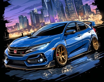 Honda Civic Type R Modified JDM Drifter Sports Car Art Poster ...