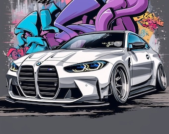 BMW M3 Drifter Car Drift Stance Luxury Sports Car Art Poster Background Wallpaper Printable ...