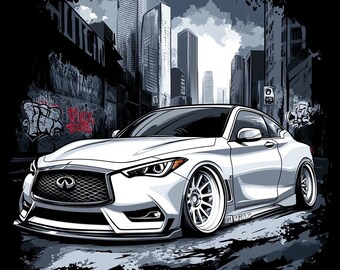 Infiniti Q50 Q60 Drifter Luxury Sports Car Drift Stance Poster Art Background Wallpaper ...