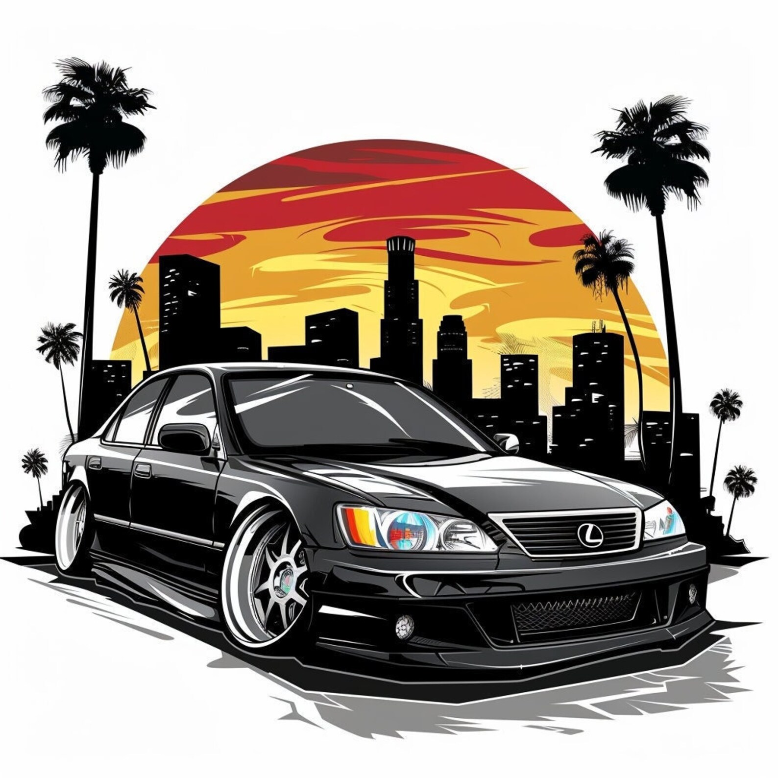 Classic Lexus GS Drifter Car Drift Stance Luxury Sports Car Art Poster Background Wallpaper ...