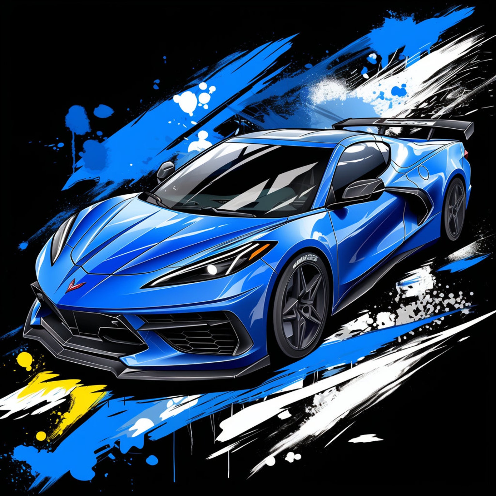 Blue Chevrolet Corvette Z06 Chevy Stingray Sports Car Poster Wall Art ...