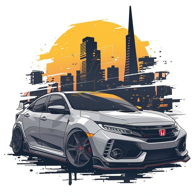Honda Civic Type R Modified JDM Drifter Sports Car Art Poster ...