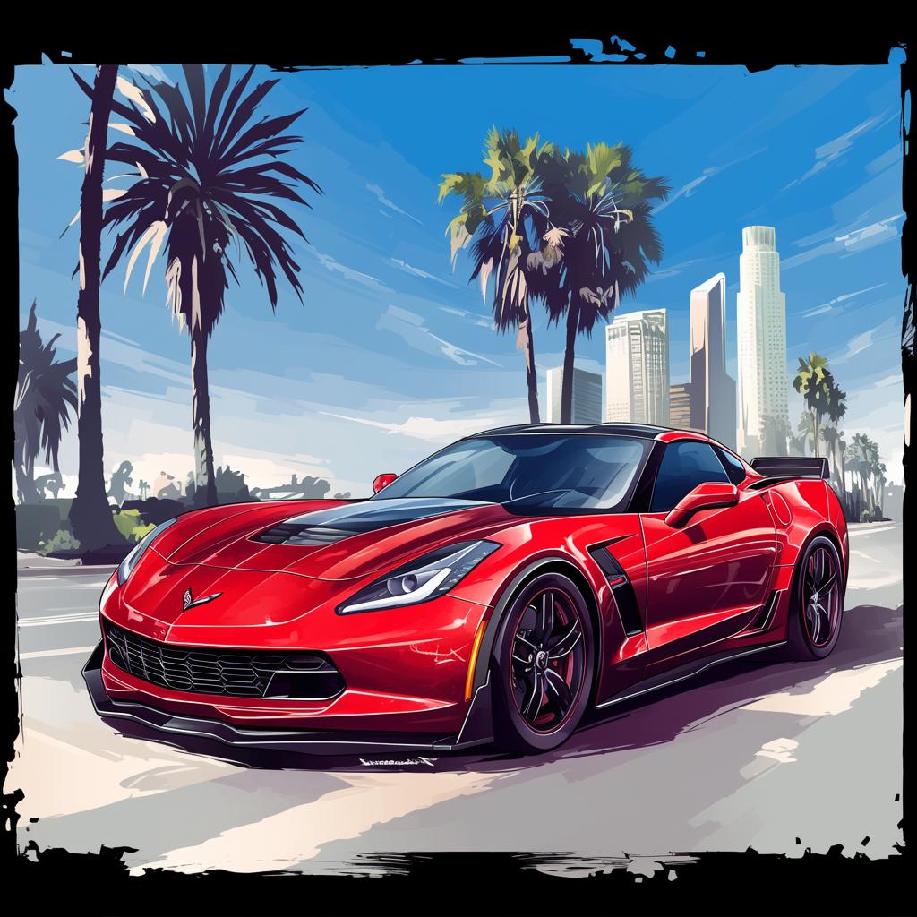 Little Red Corvette C7 Z06 Chevrolet Muscle Sports Car Art Poster ...