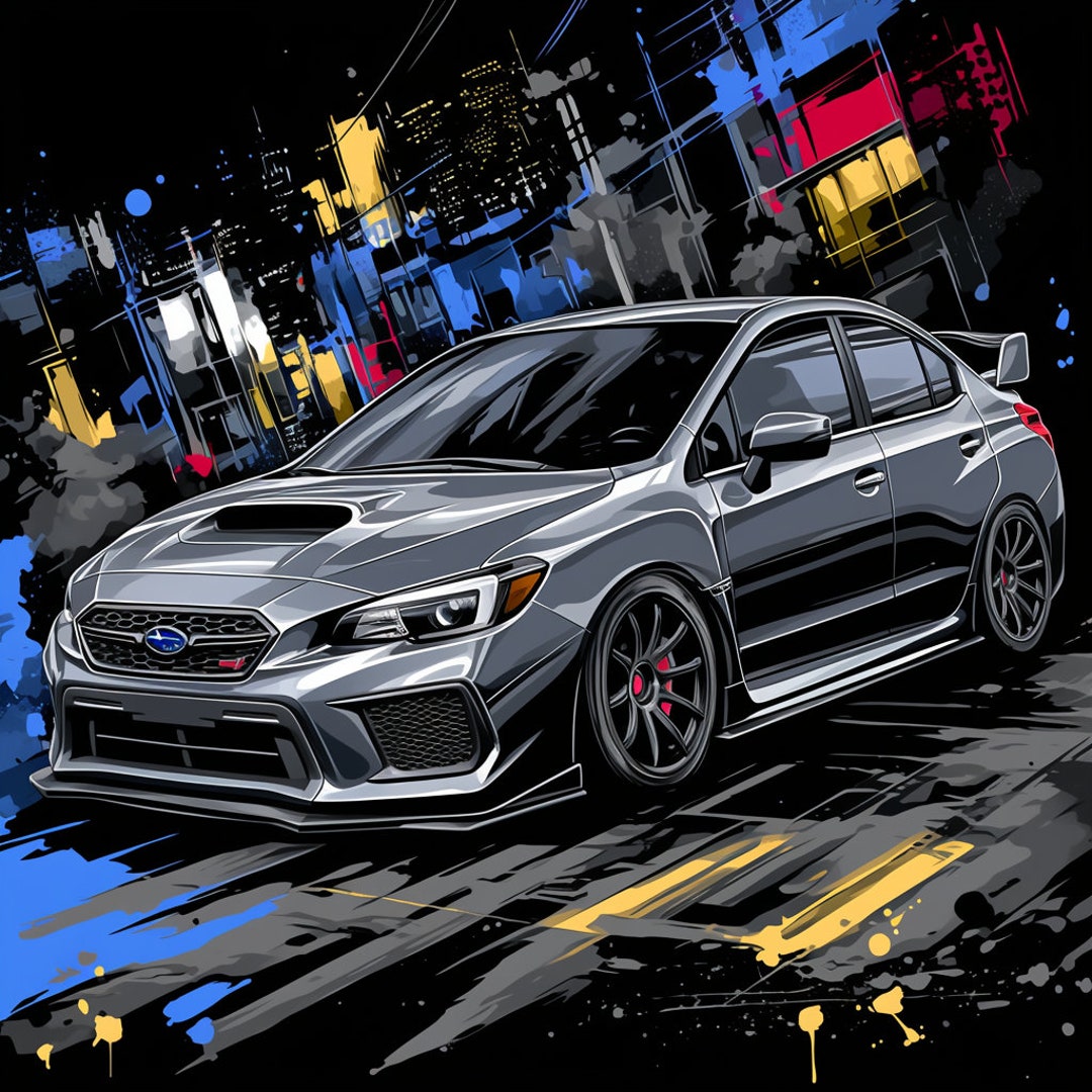 Subaru WRX Modified Drifter Sports Car Art Poster Background Wallpaper ...