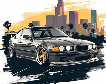 BMW M3 Modified Drifter Car Drift Stance Luxury Sports Car Art Poster Background Wallpaper ...
