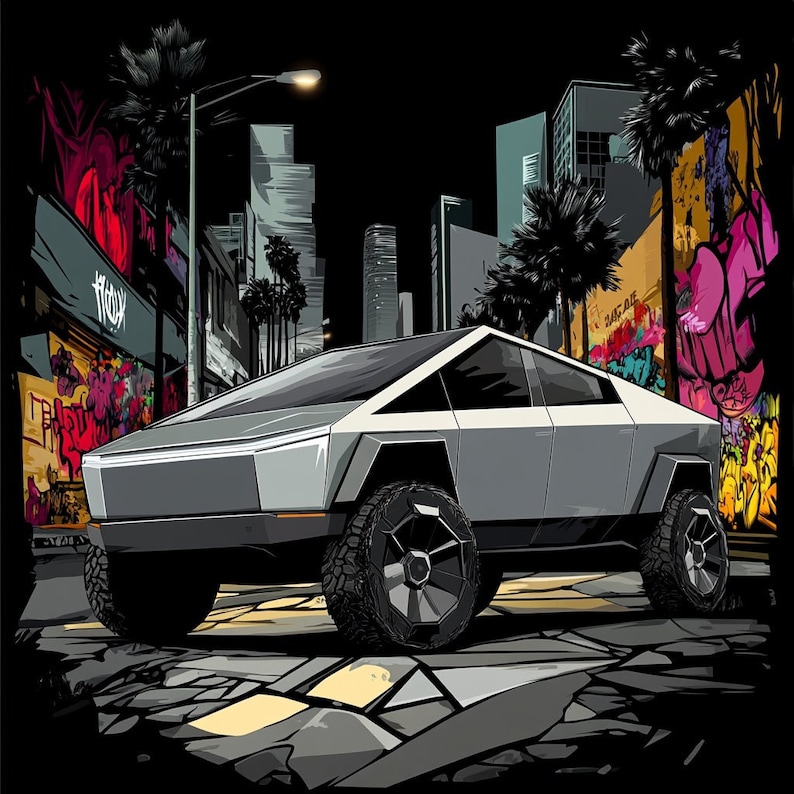 Tesla Cybertruck Luxury SUV Cyber Truck Art Poster Background Wallpaper ...