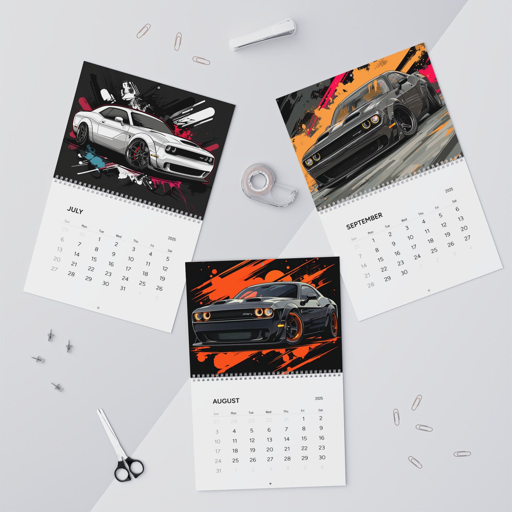 Dodge Challenger SRT 2025 Wall Calendar Dorm Room Man Cave Modern Car ...