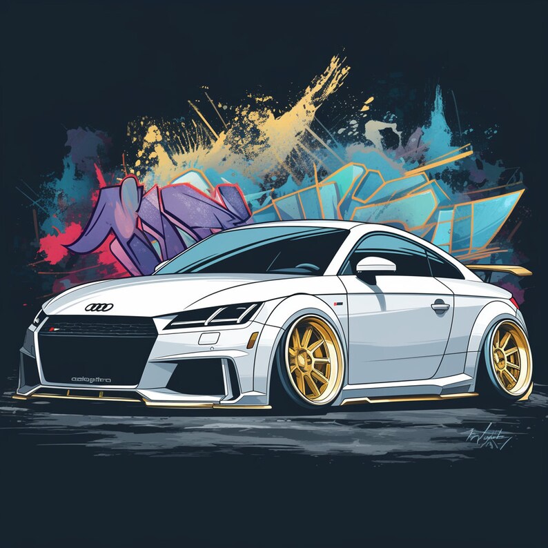 Audi TT Luxury Sports Car Stance Drifter Drift Poster Art Background ...