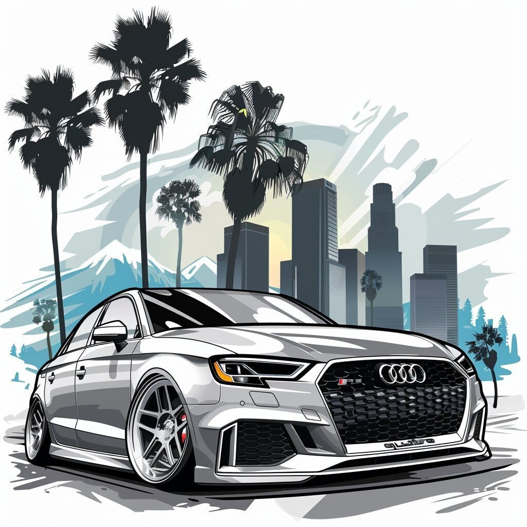 Audi S5 Luxury Drifter Sports Car Drift Stance Art Poster Background ...