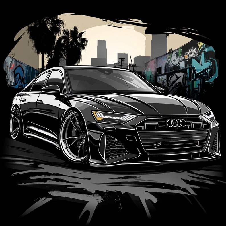 Audi S5 S6 A5 A6 Luxury Drifter Sports Car Drift Stance Art Poster Background Wallpaper ...