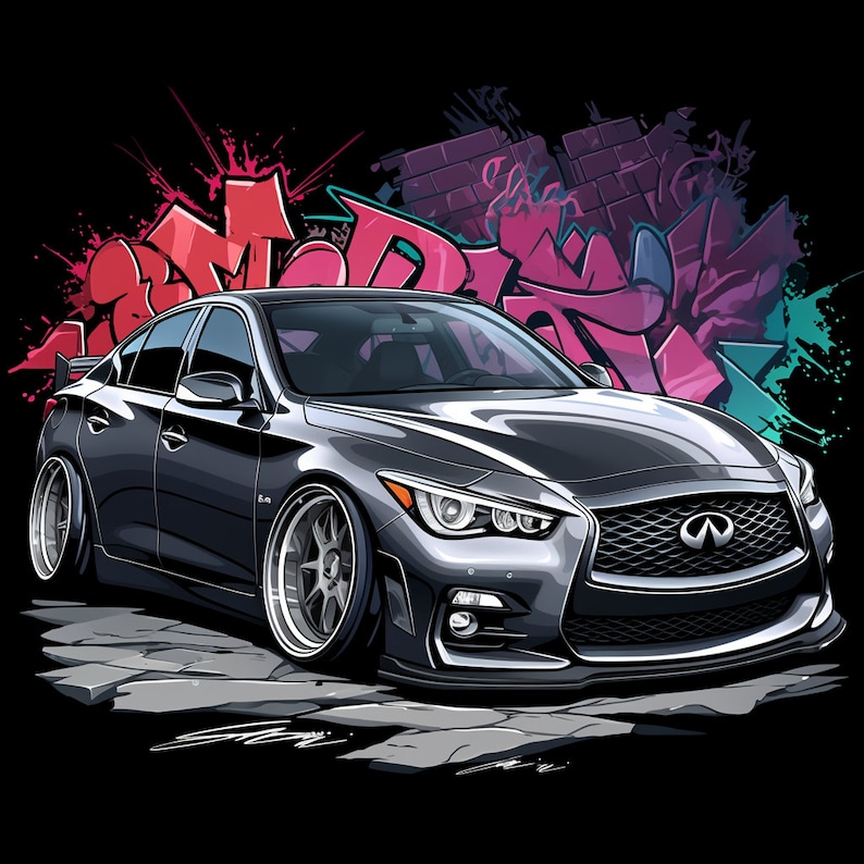 Infiniti Q50 Q60 Drifter Luxury Sports Car Drift Stance Poster Art ...